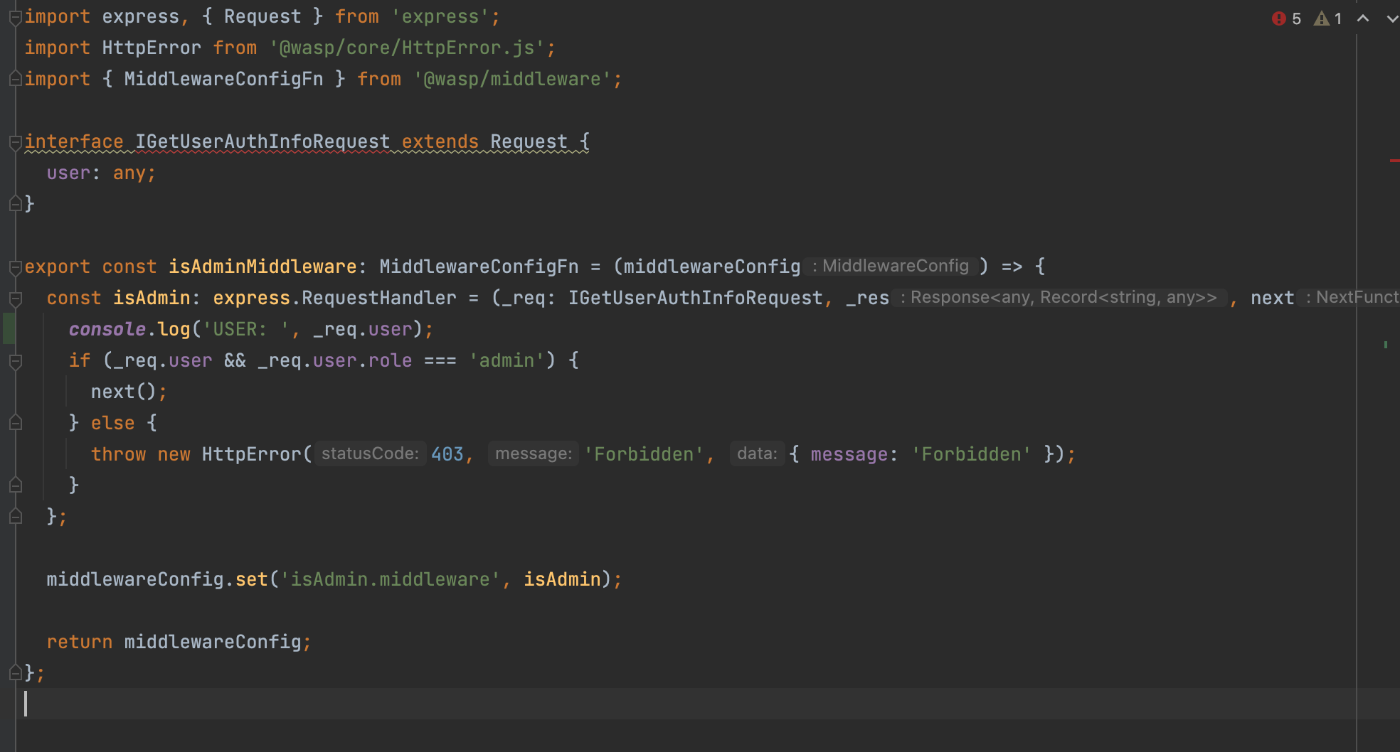 Make User Available In Middleware Functions Eg Apinamespace · Issue 1313 · Wasp Langwasp 