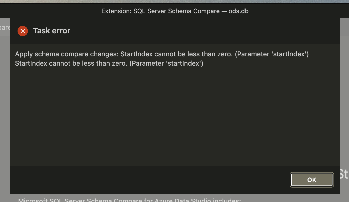 Schema Compare Apply fails with an error · Issue #24166 · microsoft/azuredatastudio · GitHub