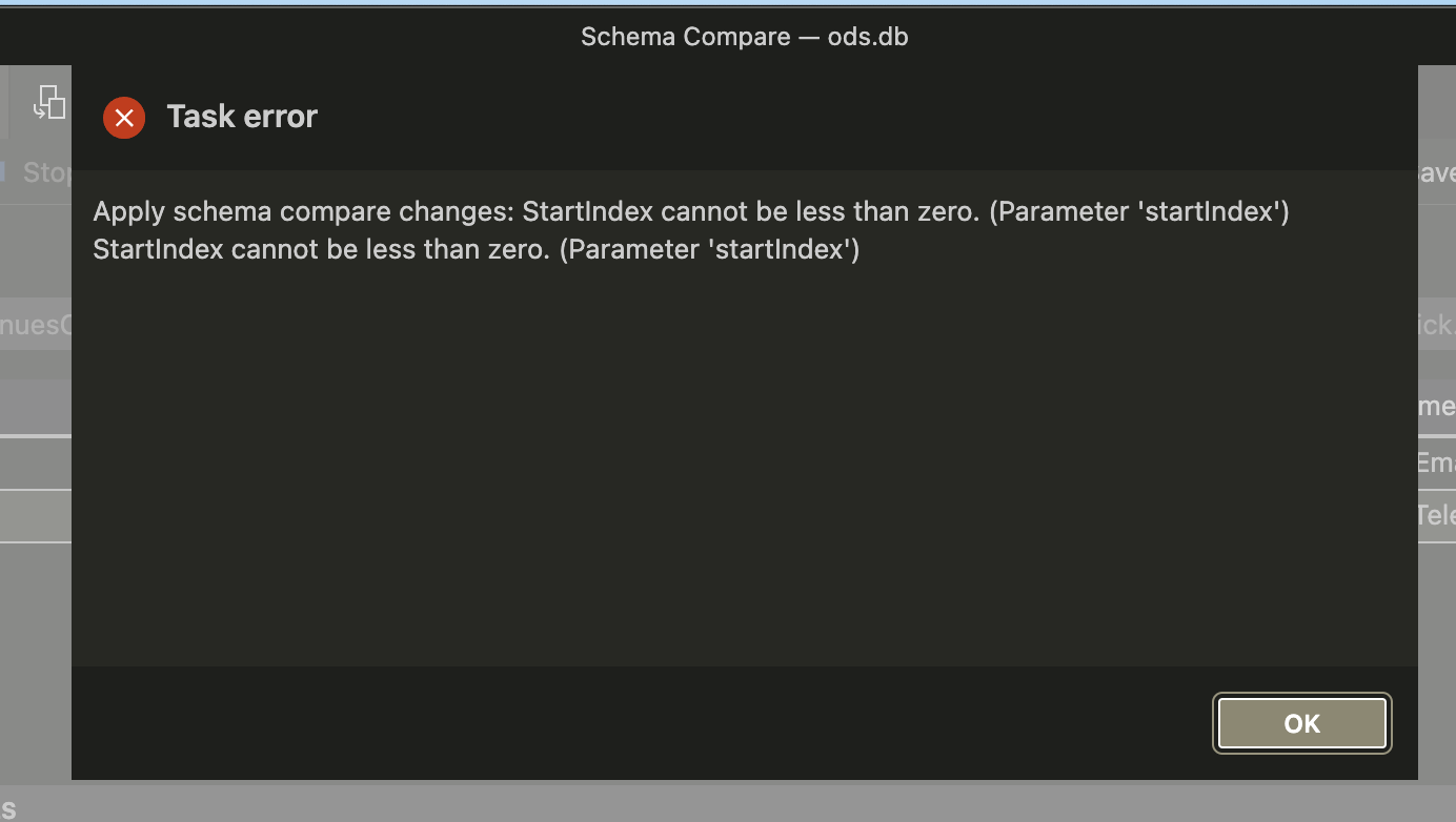Schema Compare Apply fails with an error · Issue #24166 · microsoft/azuredatastudio · GitHub