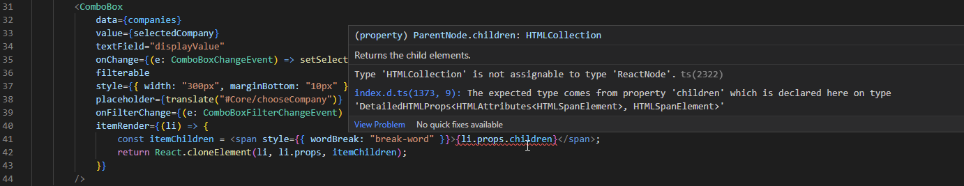 Type Problems In Itemrender In Combobox Adn Dropdownlist With React 18 · Issue 1347 · Telerik 9687
