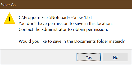 Default Directory Defaults To Cprogram Filesnotepad But Its Not Writable · Issue 12137