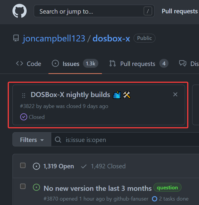 No new version the last 3 months · Issue #3870 · joncampbell123/dosbox-x · GitHub