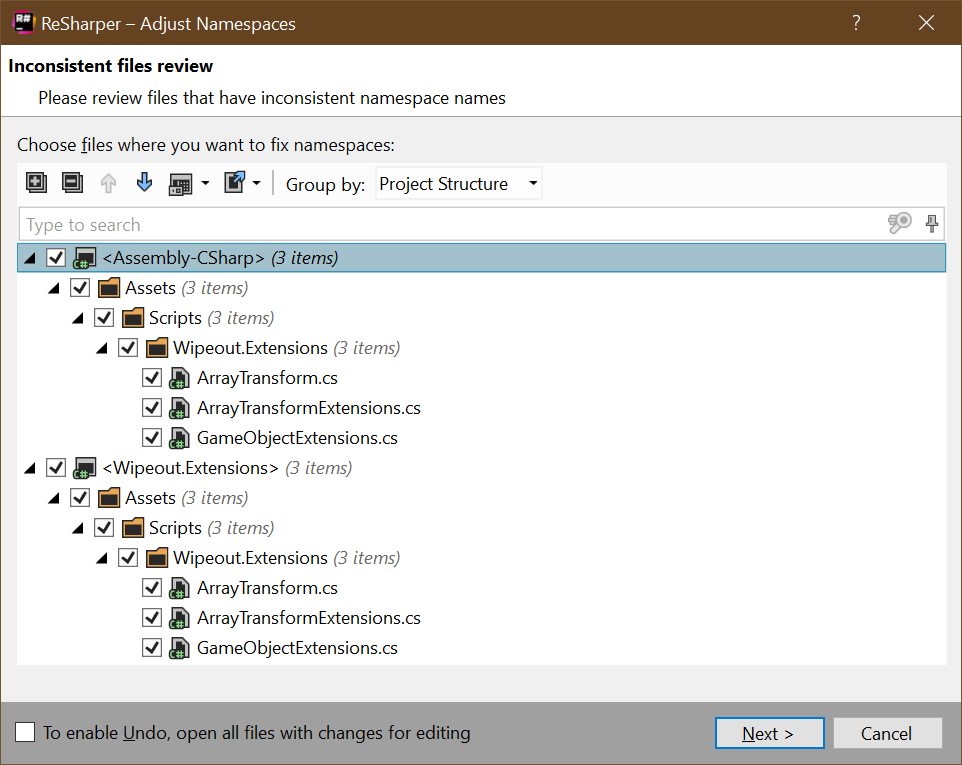 Adjust namespaces is wrong for asmdefs · Issue #2390 · JetBrains/resharper-unity · GitHub