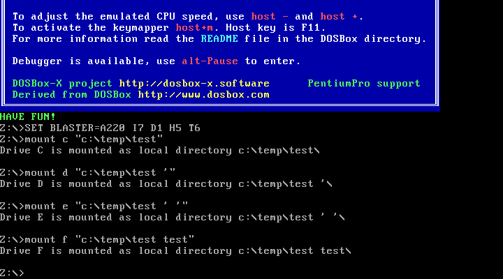 MOUNT command doesn't accept single quotes around path (original DosBox ...