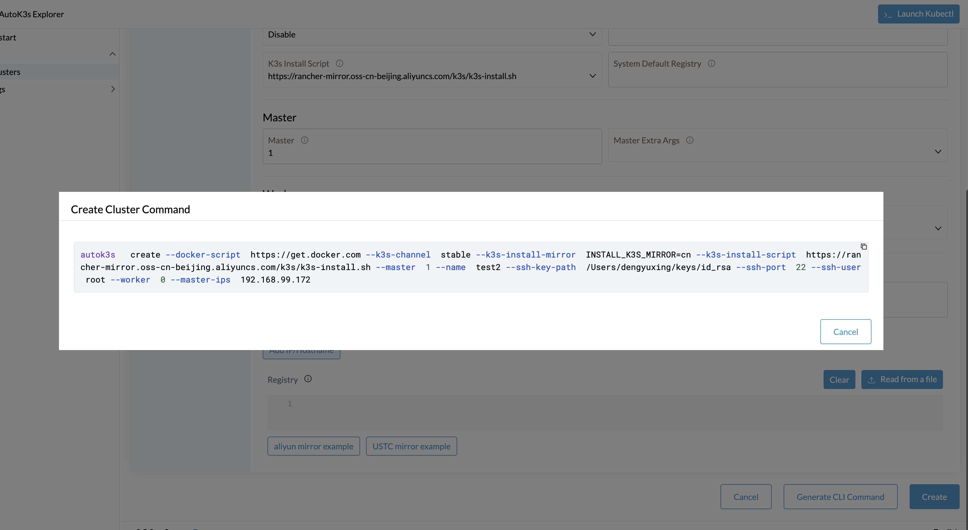 [BUG] Generating CLI command is missing provider options · Issue #489 · cnrancher/autok3s · GitHub