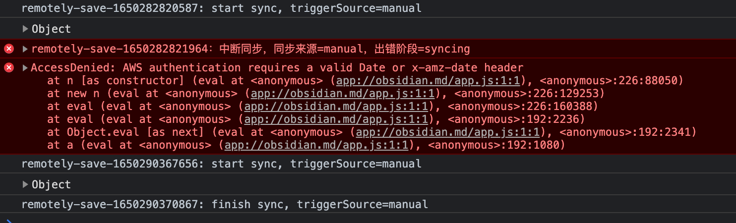 [Bug]: Sync Failure called "AWS authentication requires a valid Date or x-amz-date header ...