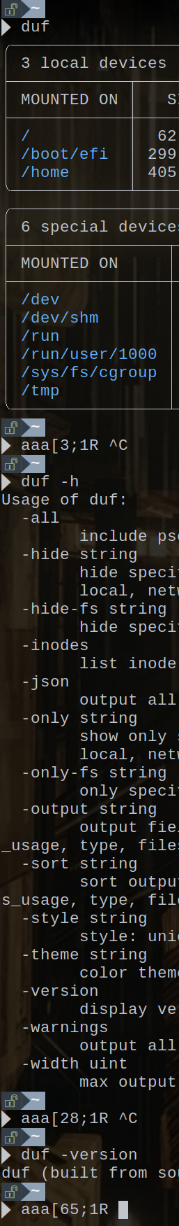 Bad next line in urxvt · Issue #122 · muesli/duf · GitHub