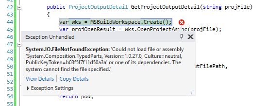 Could not load file or assembly 'System.Composition.TypedParts, Version=1.0.31.0' · Issue #484 ...