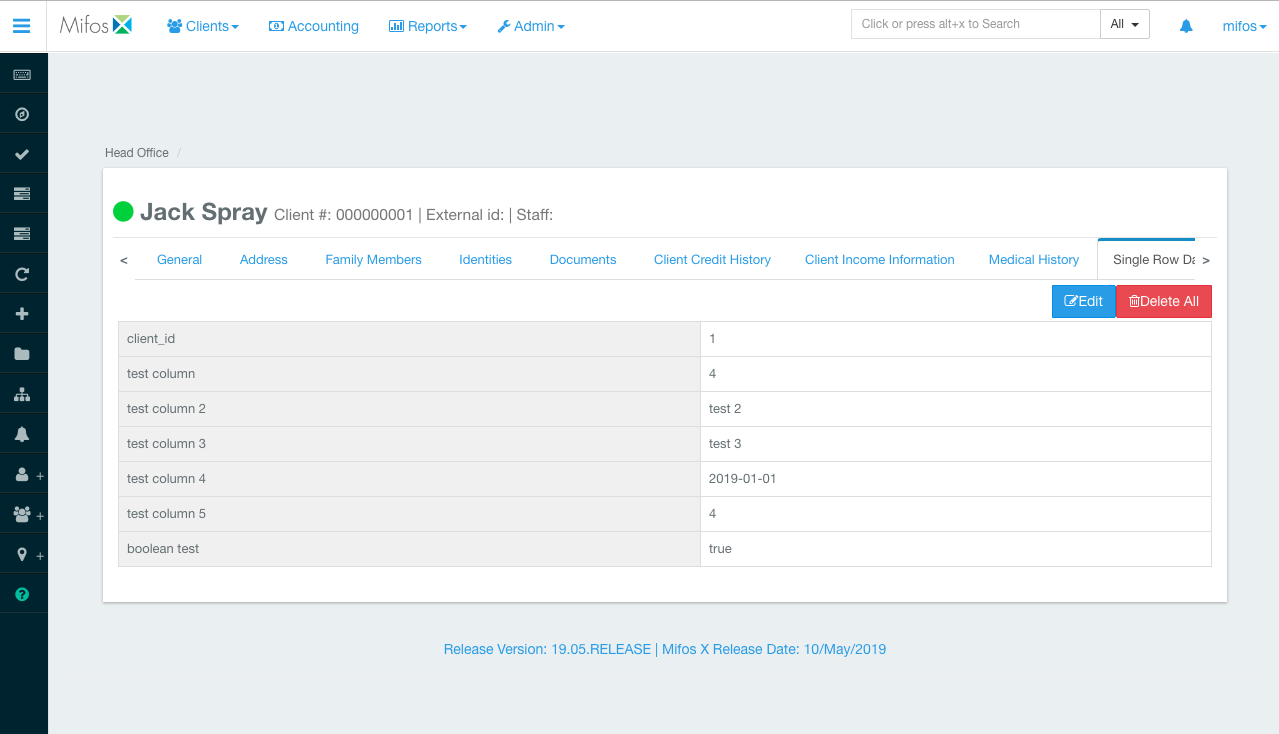 Clients: Add/Edit/Delete data in single row data tables · Issue #460 · openMF/web-app · GitHub