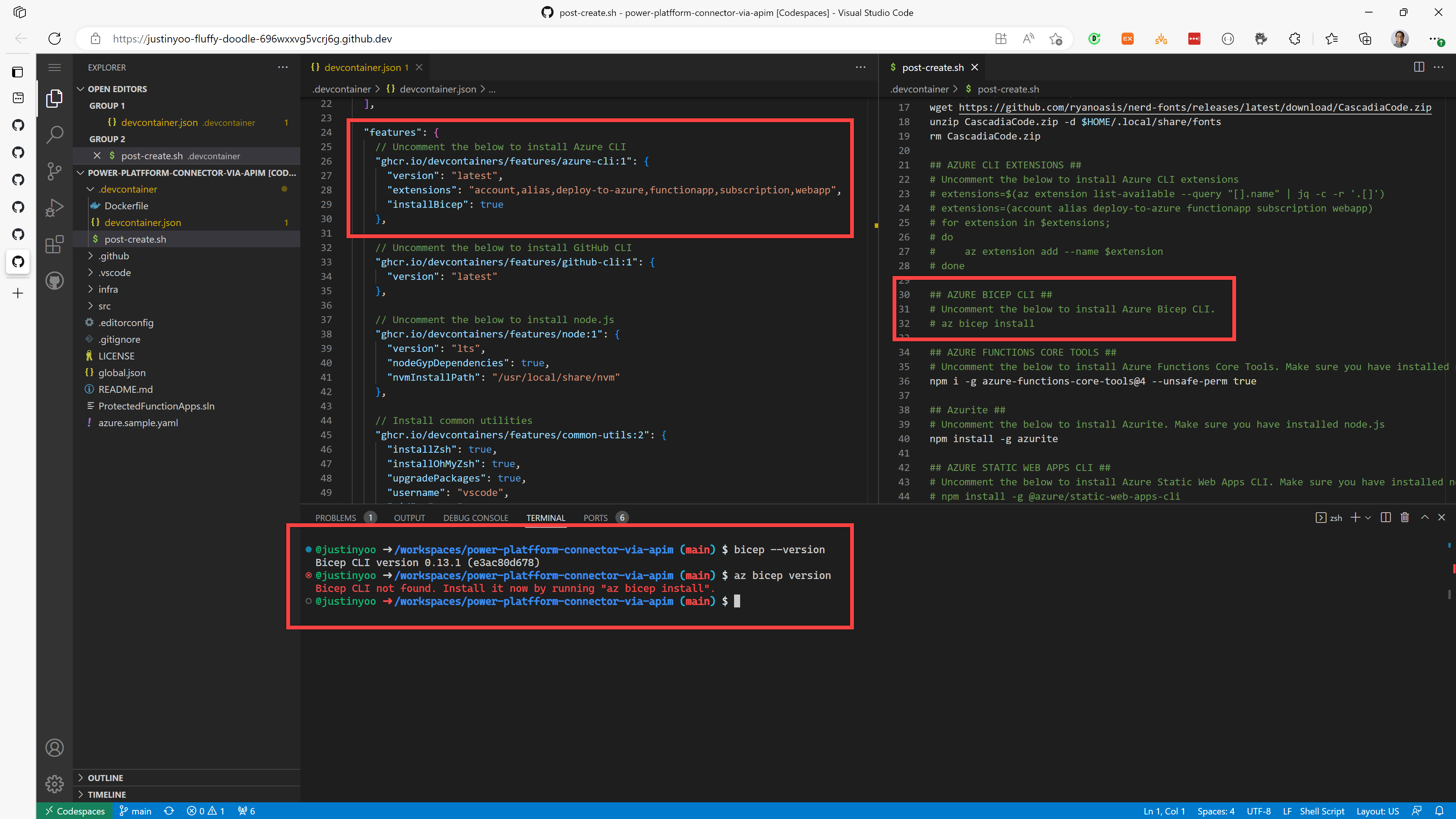 Azure CLI with Bicep works differently · Issue #336 · devcontainers/features · GitHub