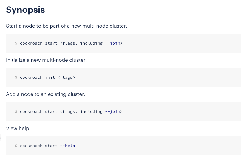 Improve syntax highlighting for CLI flags · Issue #814 · cockroachdb/docs · GitHub