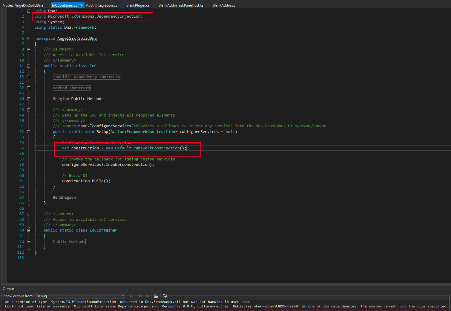 Missing DependencyInjection.dll or dependency · Issue #31 · angelsix/solidworks-api · GitHub