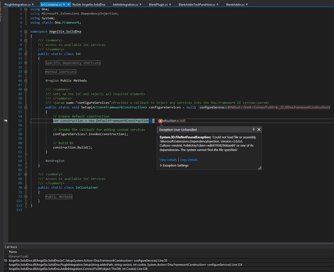 Missing DependencyInjection.dll or dependency · Issue #31 · angelsix/solidworks-api · GitHub