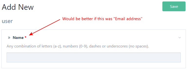 When configured to use email address for login, email address should be primary field on Access ...