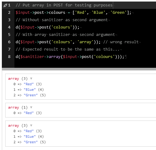 Array sanitizer doesn't work as second argument to $input->post ...