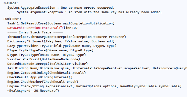 Nondeterministic Crash in Dtype.TryGetTypeCore · Issue #1511 · microsoft/Power-Fx · GitHub