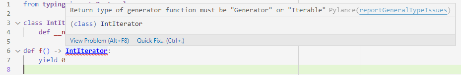 Generator function and custom protocol · Issue #5235 · microsoft/pyright · GitHub