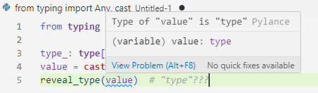 False negative when a variable is used within the type expression passed as first argument to ...