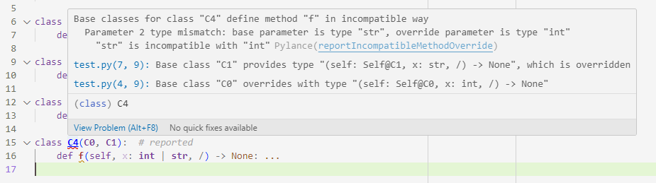 False positive of "reportIncompatibleMethodOverride" when multi ...