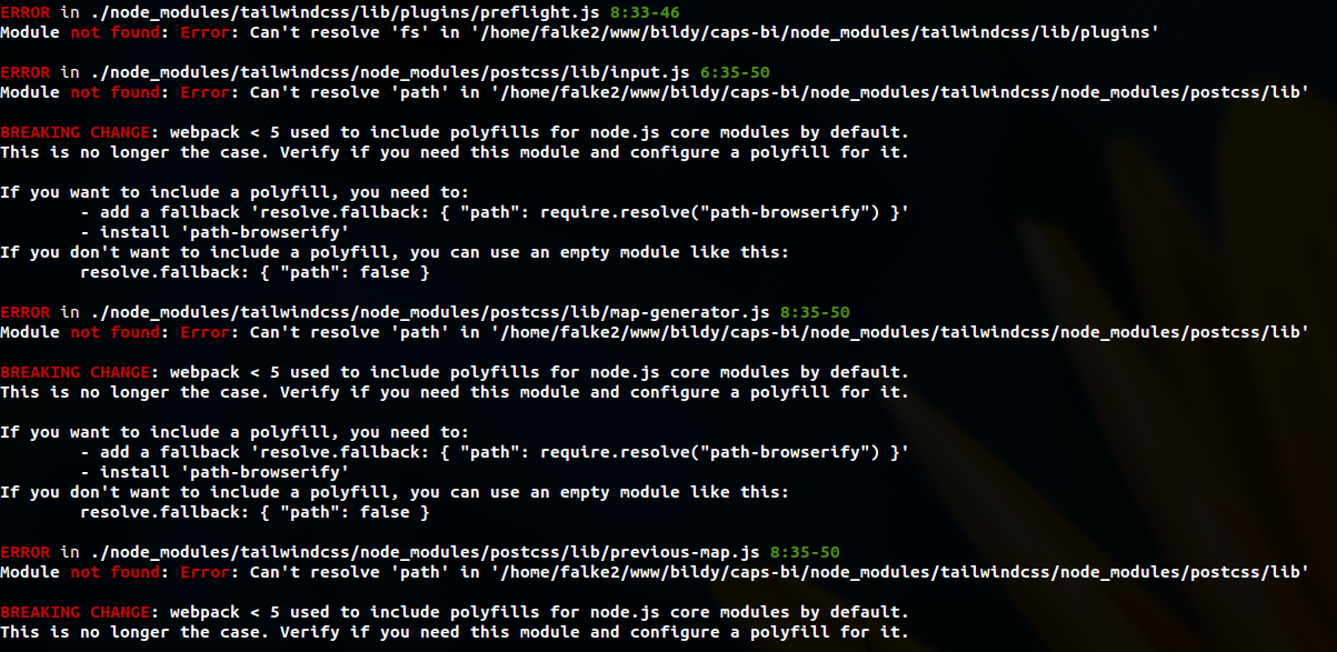 Can T Resolve Fs · Tailwindlabs Tailwindcss · Discussion 12009 · Github