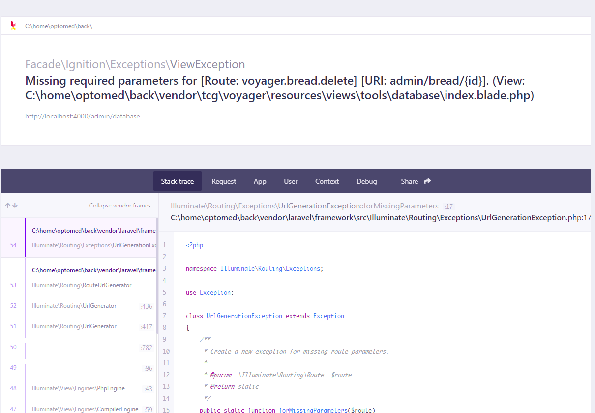 Database manager doesn't work · Issue #4599 · thedevdojo/voyager · GitHub