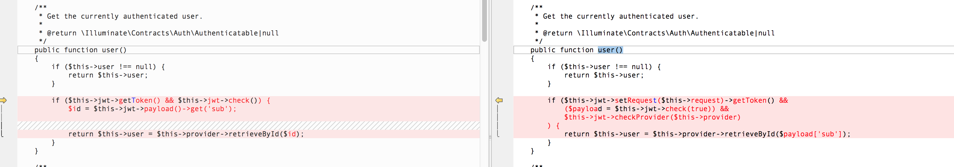 $request->user() return null on middleware · Issue #1406 · tymondesigns/jwt-auth · GitHub