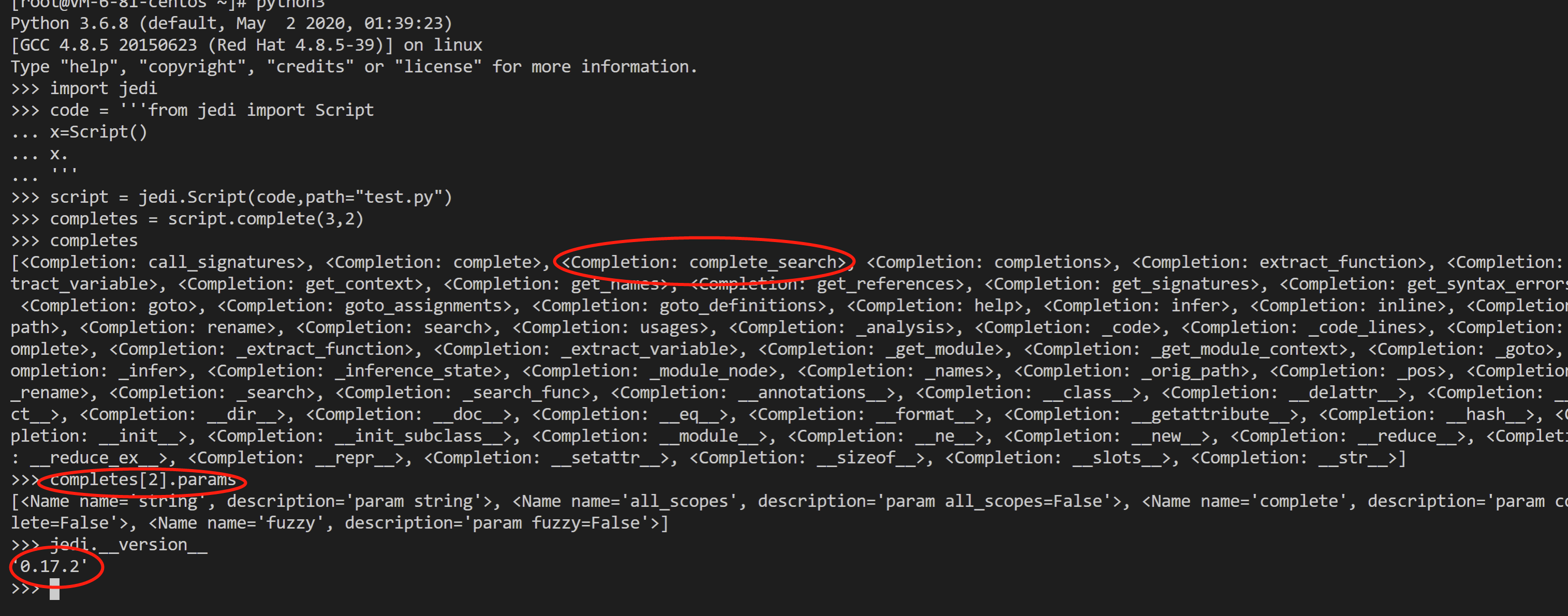in 0.18version the compele return no params in type of function,but in0.17.2 it has params ...