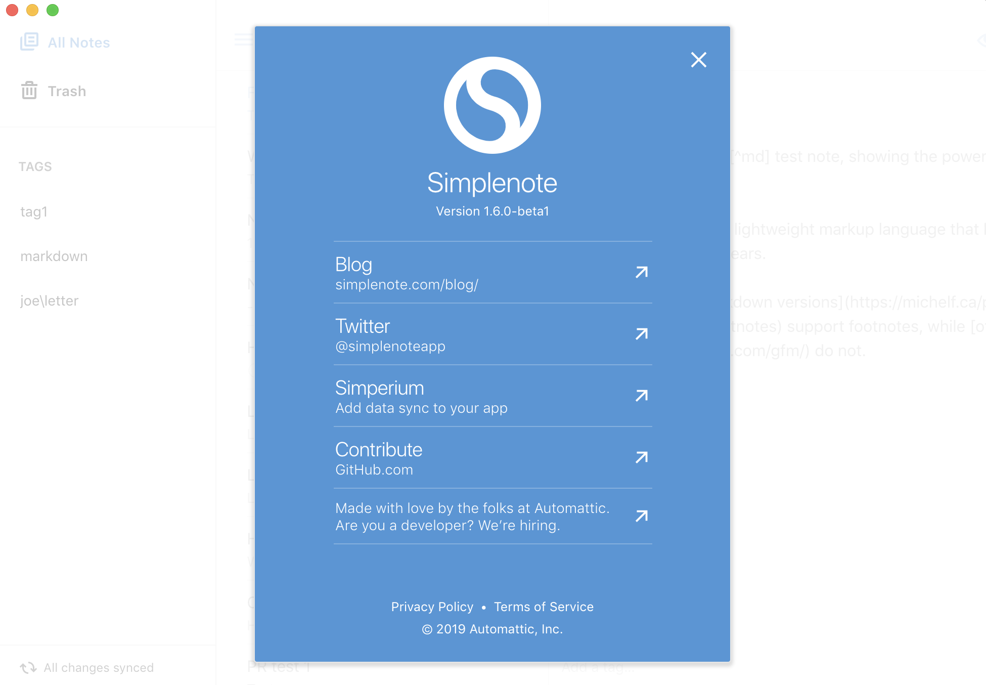 Remove the Simperium link from About · Issue #1436 · Automattic/simplenote-electron · GitHub