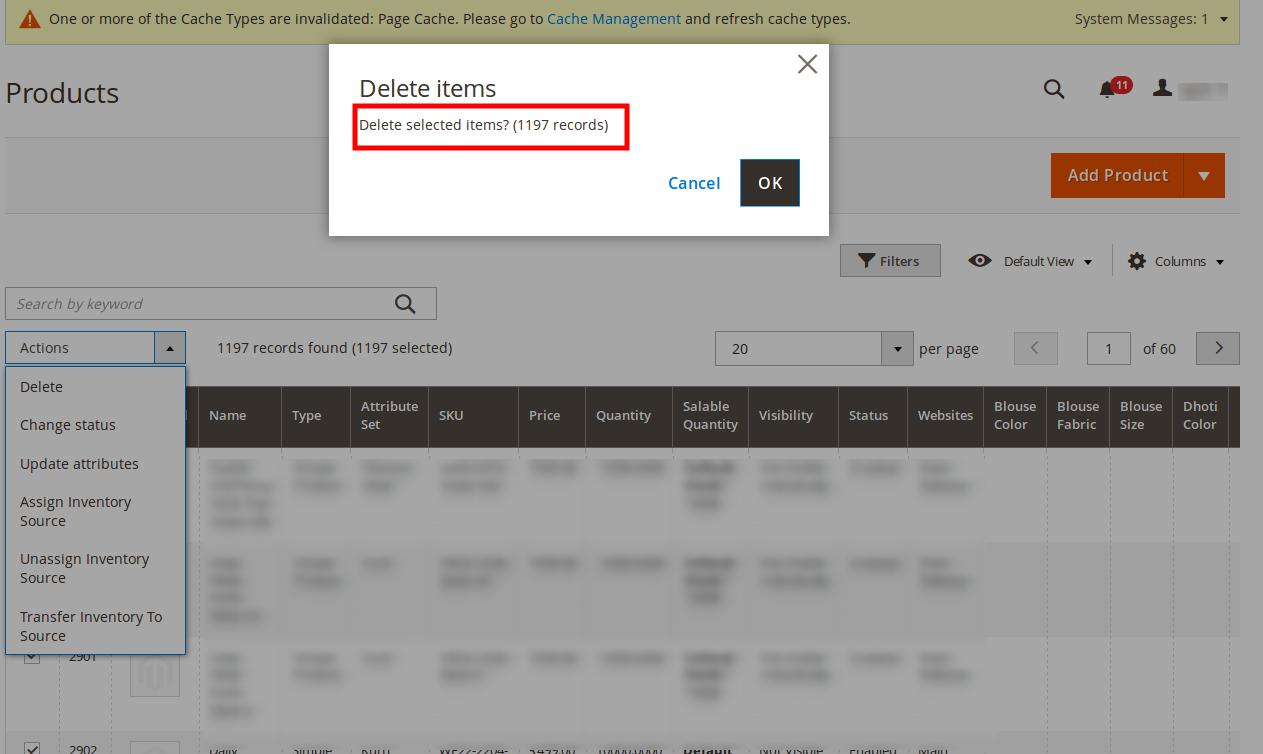 Magento 2.3.1 : All products can not delete from backend · Issue #23788 · magento/magento2 · GitHub