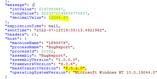 Decimal values serialized as String from 8.0.3+ · Issue #3514 · MassTransit/MassTransit · GitHub