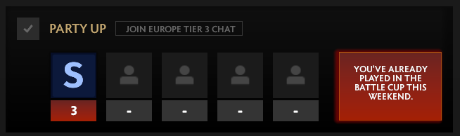 Opening the Battle Cup menu after partecipating in one incorrectly ...