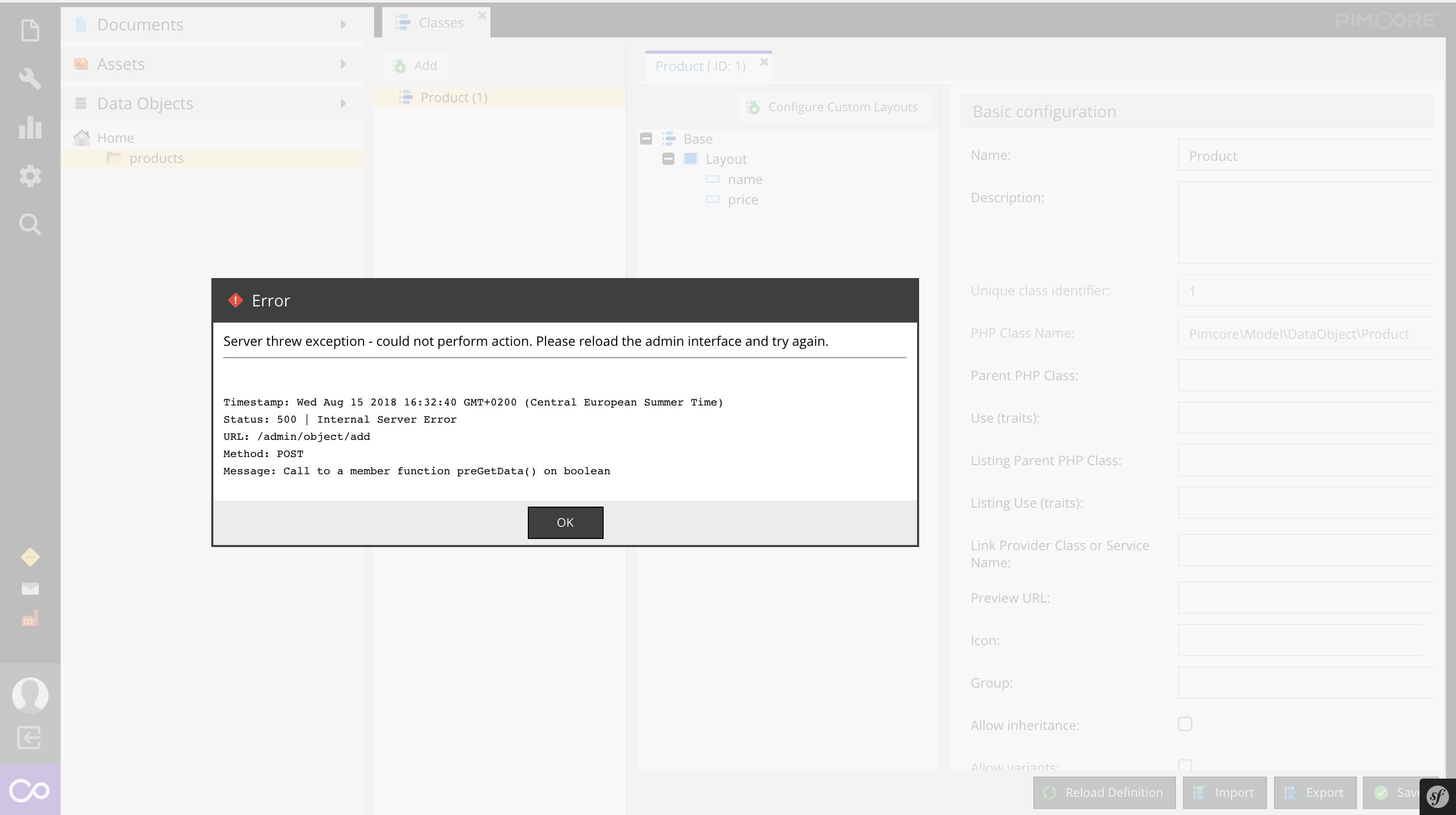 Call to a member function preGetData() on boolean · Issue #3226 · pimcore/pimcore · GitHub
