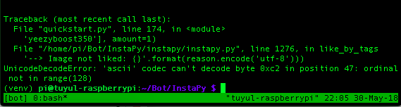 Need help, bot stop with error before finish. [Unicode error] · Issue #2125 · InstaPy/InstaPy ...
