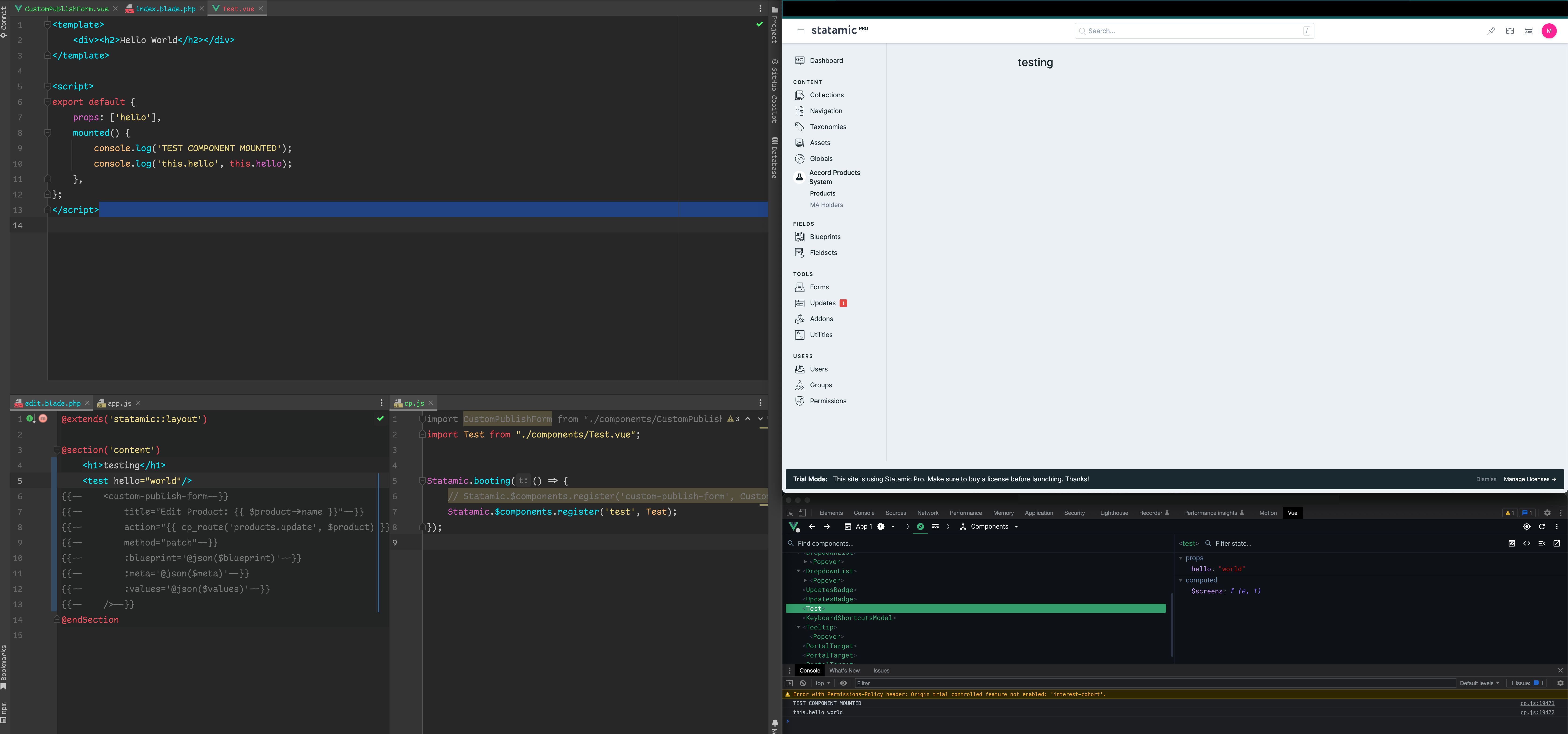 Unable To Register Custom Vue Components In Cp · Issue 6223 · Statamiccms · Github 
