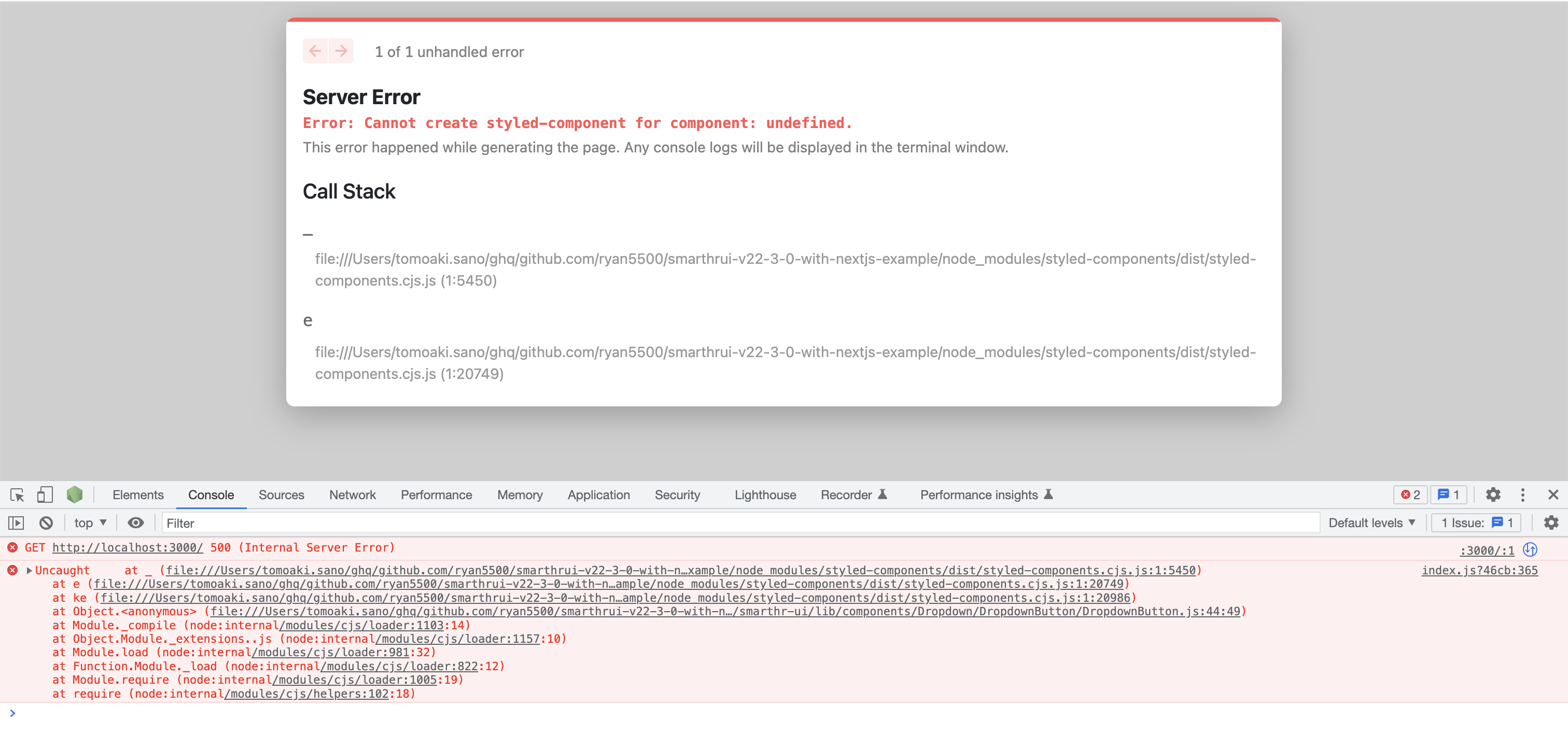 v21.2.0 - v21.3.0とNext.jsを組み合わせるとstyled-component errorが発生する · Issue #2547 · kufu/smarthr-ui ...