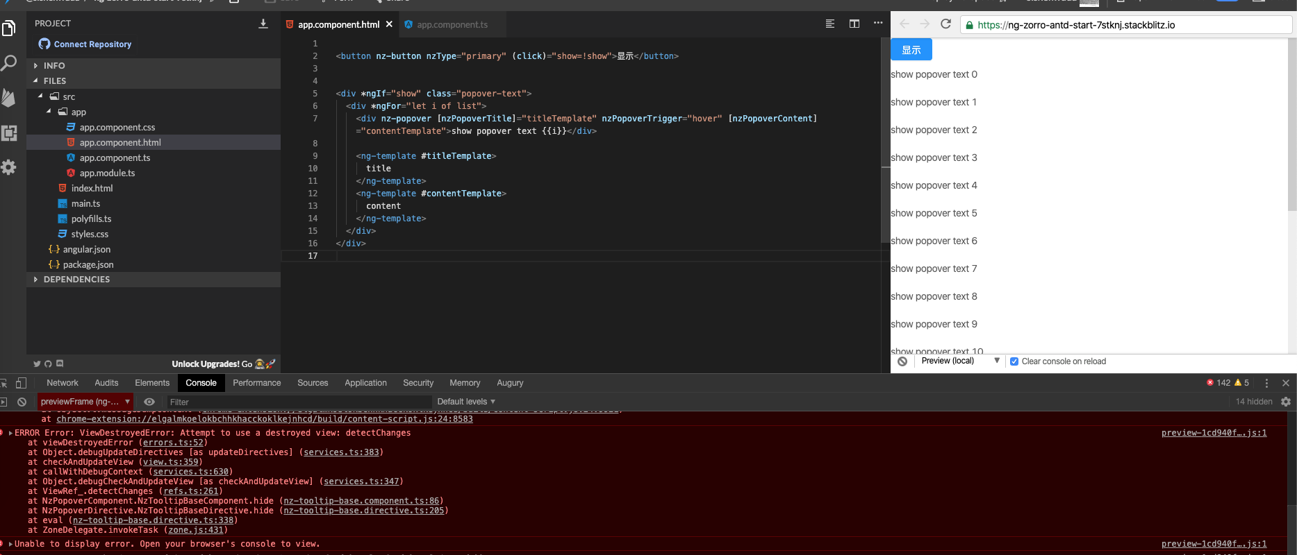 Popover的定位元素在显示过程中被销毁，popover未销毁 · Issue #4317 · NG-ZORRO/ng-zorro-antd ...