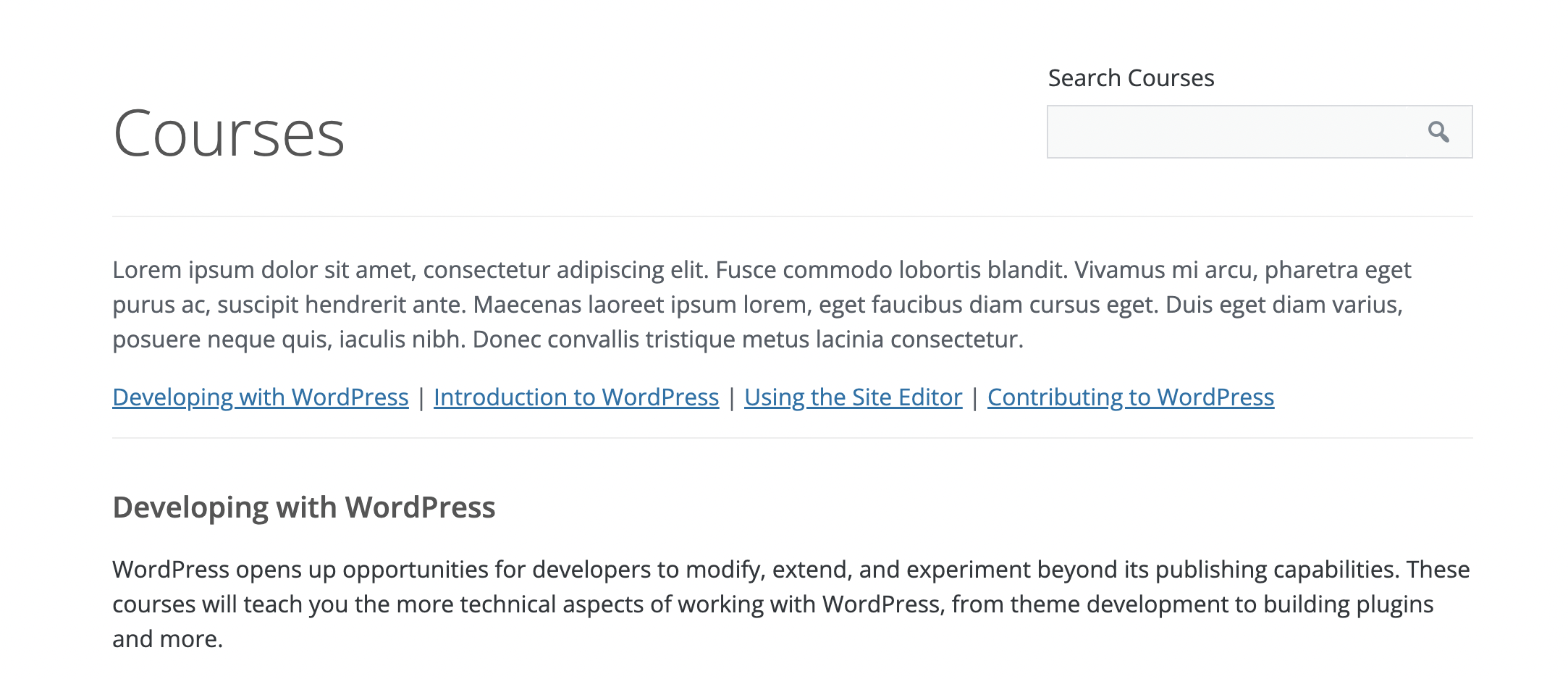 Add description and anchor links to course archive page · Issue #1114 ...