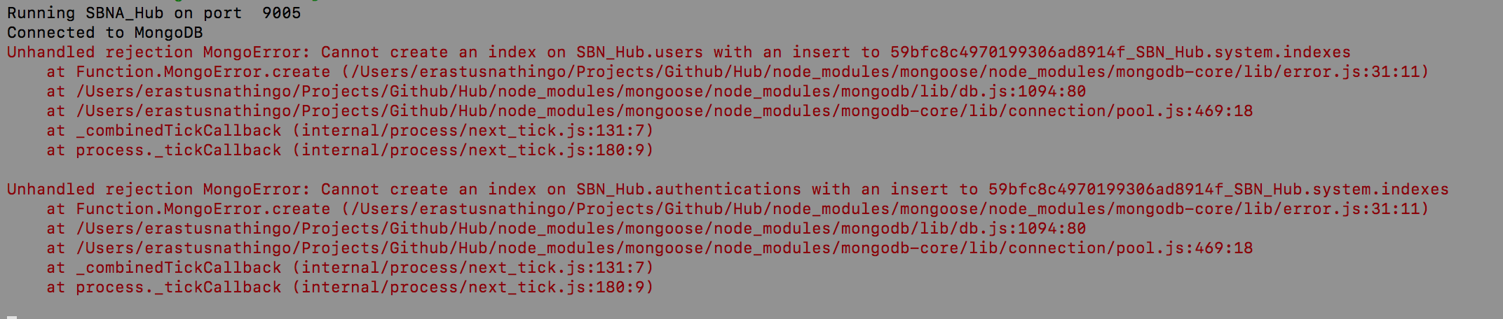 Cannot create an index · Issue #5782 · Automattic/mongoose · GitHub