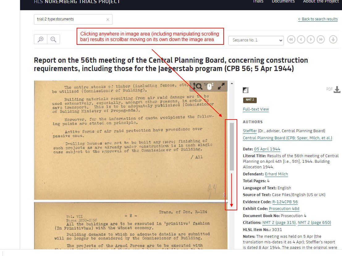 Document image-viewing area: auto-scrolling triggered by clicking in ...