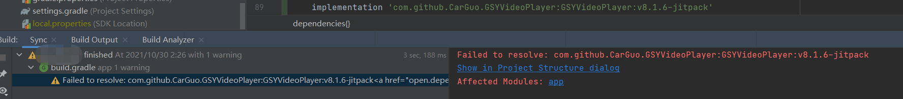 Failed to resolve: com.github.CarGuo.GSYVideoPlayer:GSYVideoPlayer:v8.1.6-jitpack · Issue #3445 ...