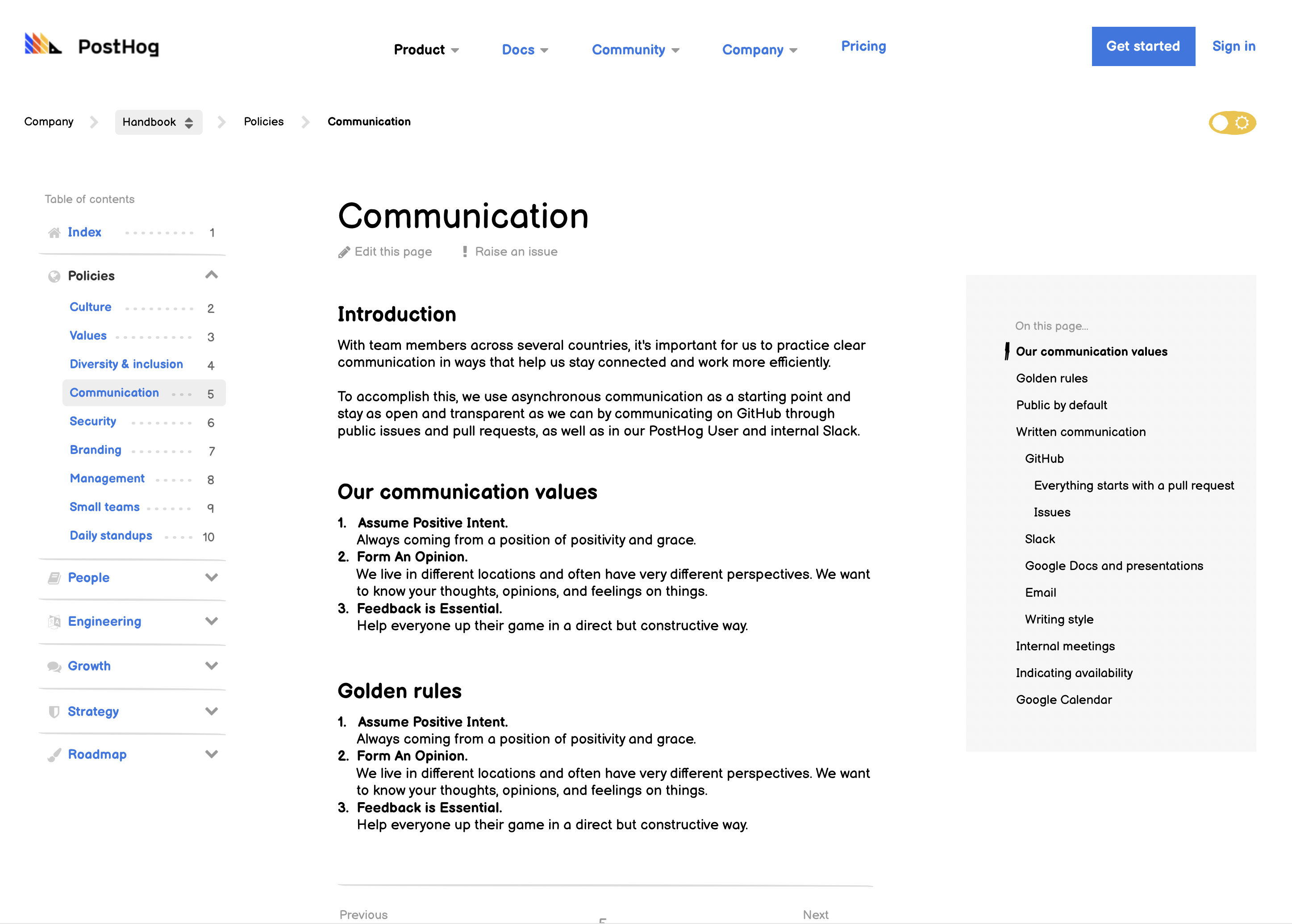 Handbook structure and Company navigation · Issue #1177 · PostHog/posthog.com · GitHub