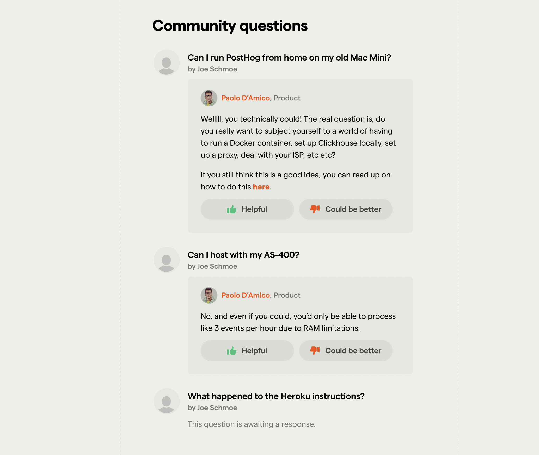 Allow visitors to ask questions in Docs · Issue #2568 · PostHog/posthog ...