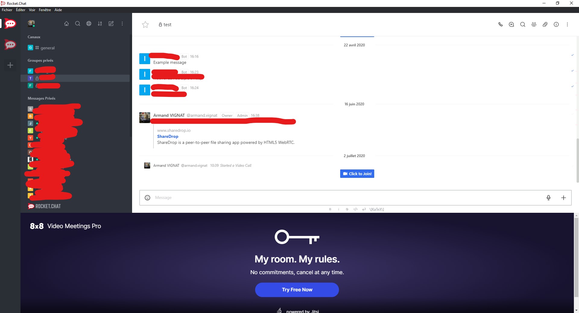 Call both displayed in modal and below the conversation · Issue #1642 · RocketChat/Rocket.Chat ...