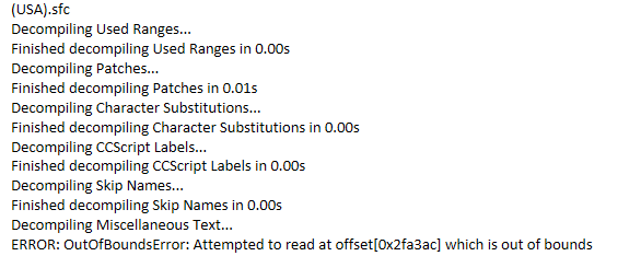 OutofBoundsError during Decompile · Issue #188 · pk-hack/CoilSnake · GitHub