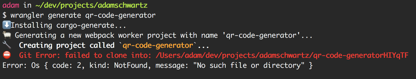Error on generate · Issue #316 · cloudflare/wrangler-legacy · GitHub