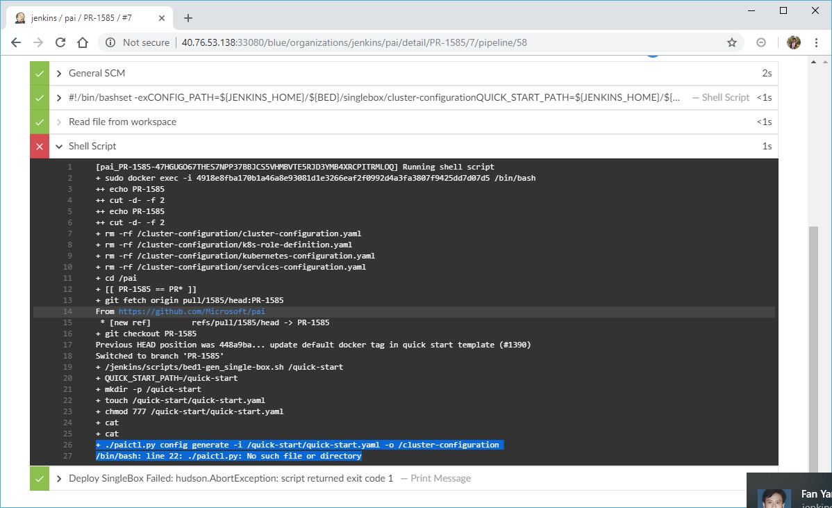 Pull request always failed on jenkins build process · Issue #1606 · microsoft/pai · GitHub