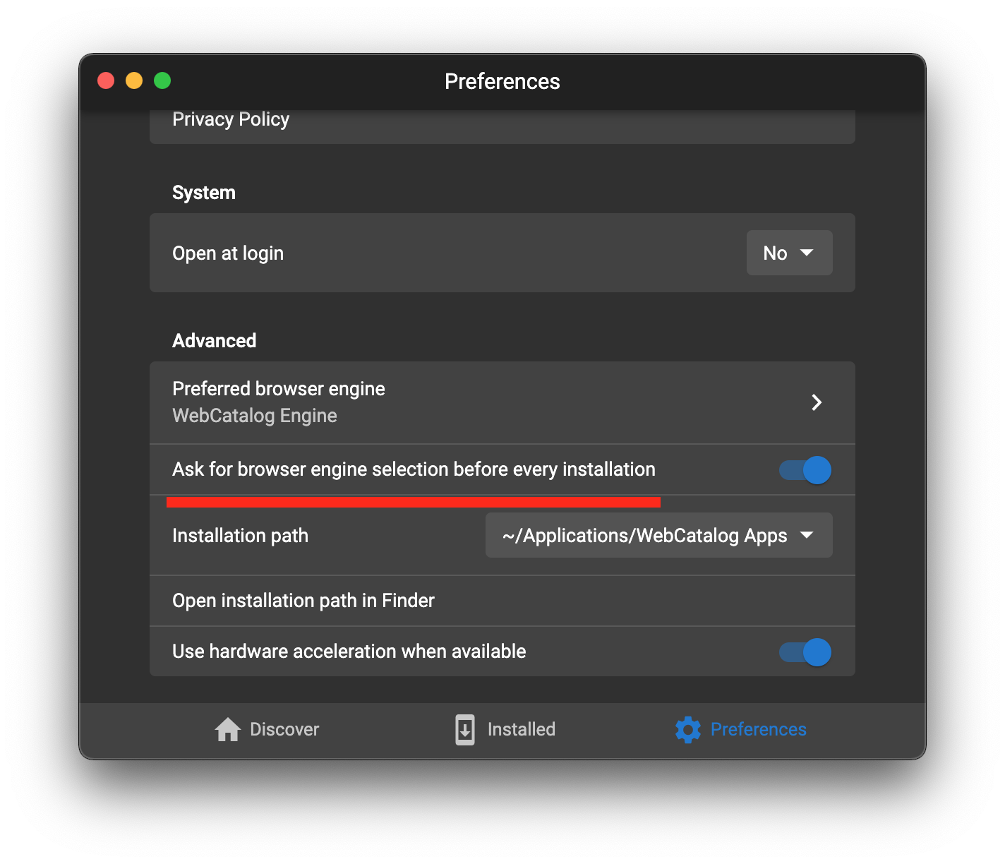 Add setting to custom installation process to choose browser engine · Issue #1339 · webcatalog ...