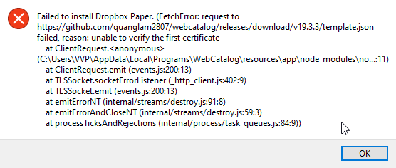 bug: unable to verify the first certificate · Issue #567 · webcatalog ...