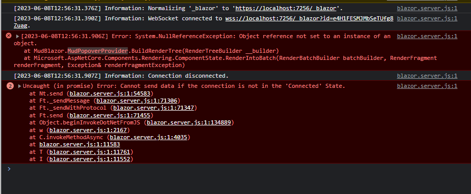 MudBlazor 6.4.0 PopoverService Bug for Blazor Server-Side · Issue #404 · neozhu ...