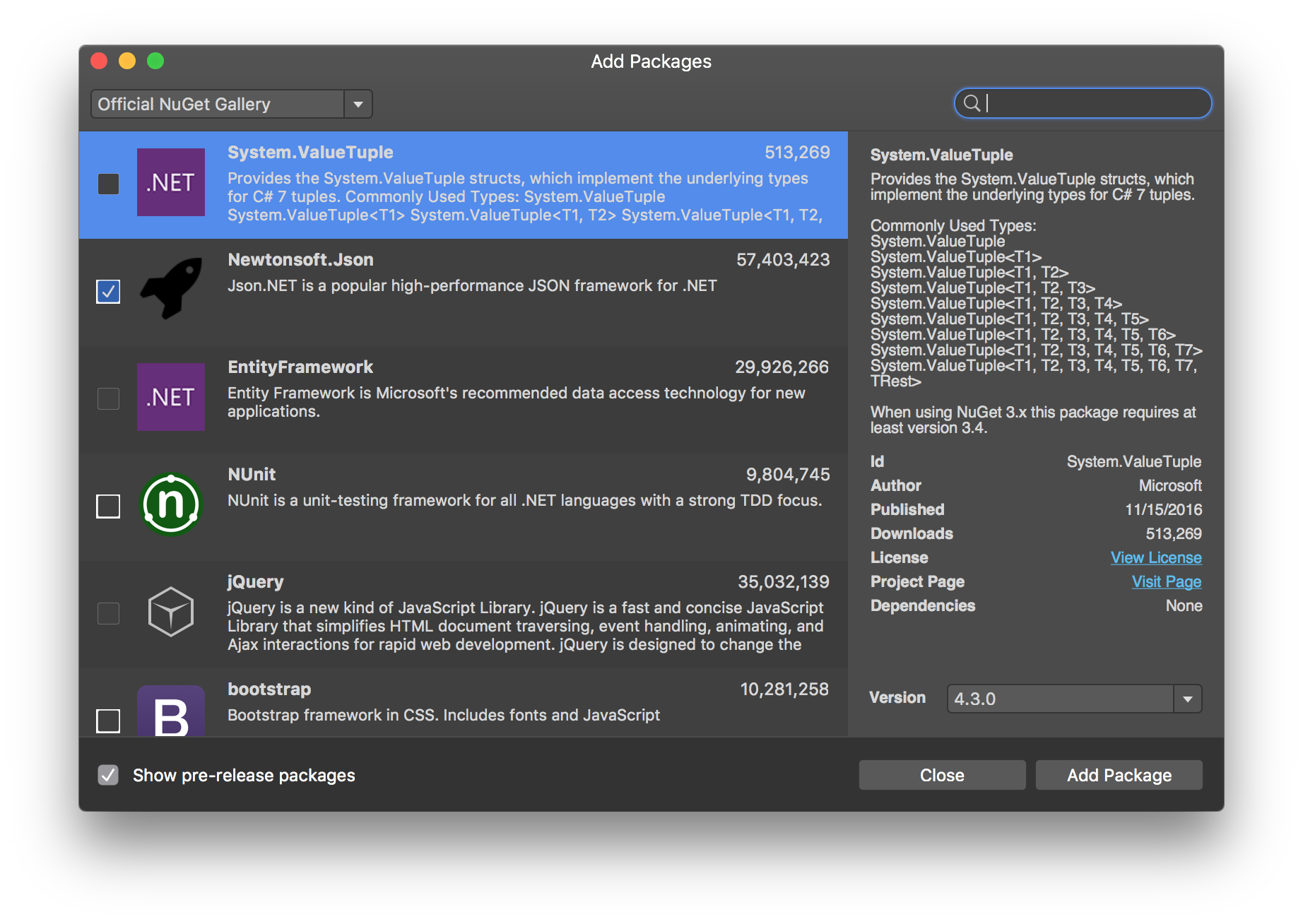 Nuget Package Manager Ui Reference Microsoft Docs